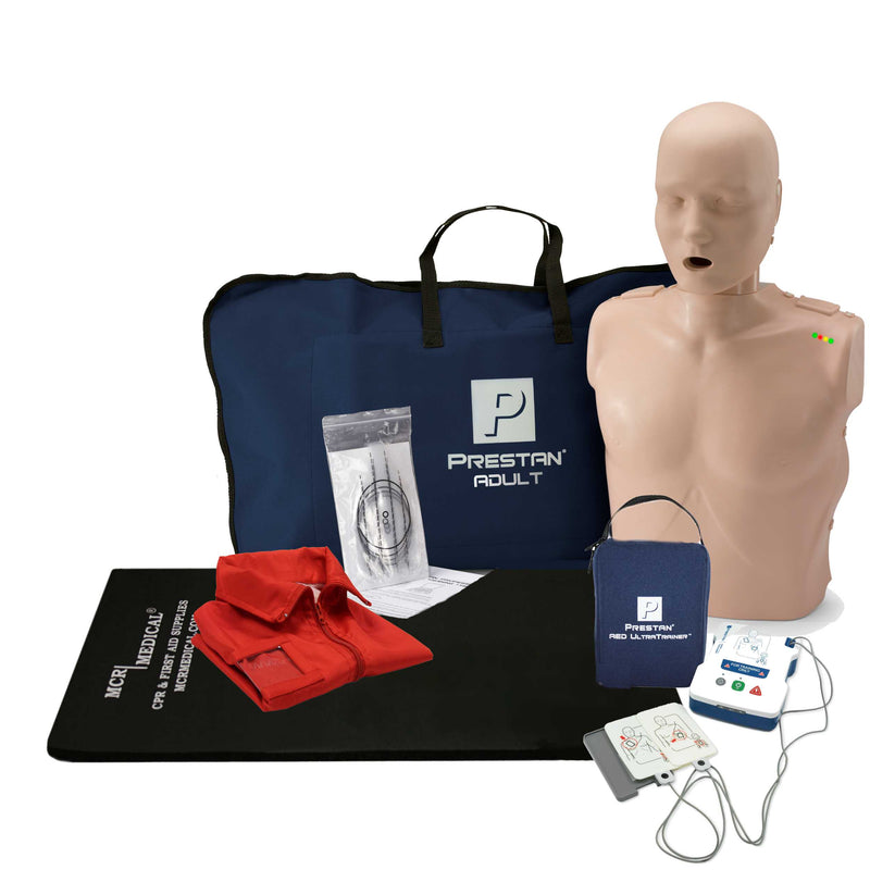 CPR Training Kit w. Adult Manikin WITH Feedback & PRESTAN AED Trainer ...