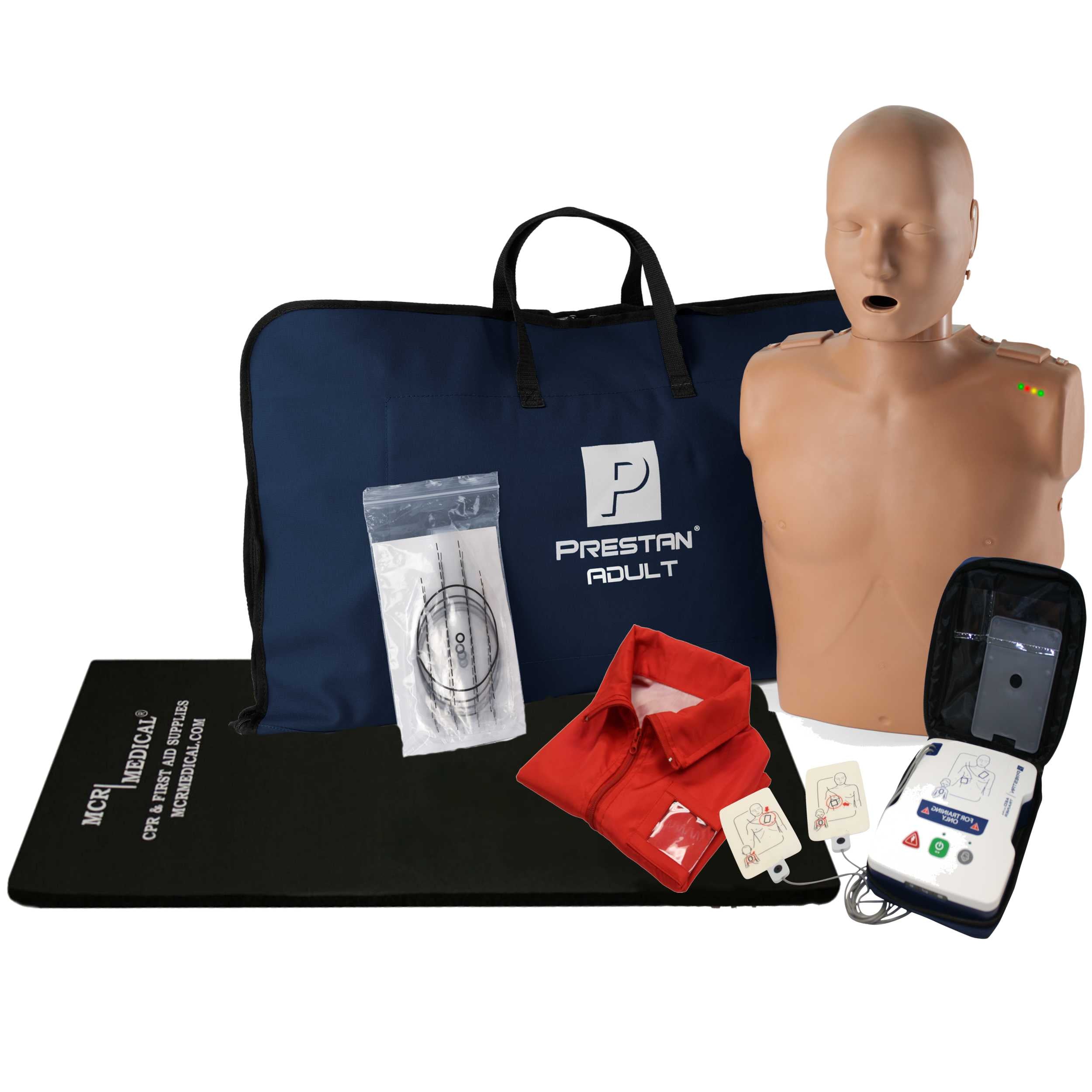 CPR Training Kit w. Adult Manikin WITH Feedback & PRESTAN AED Trainer ...