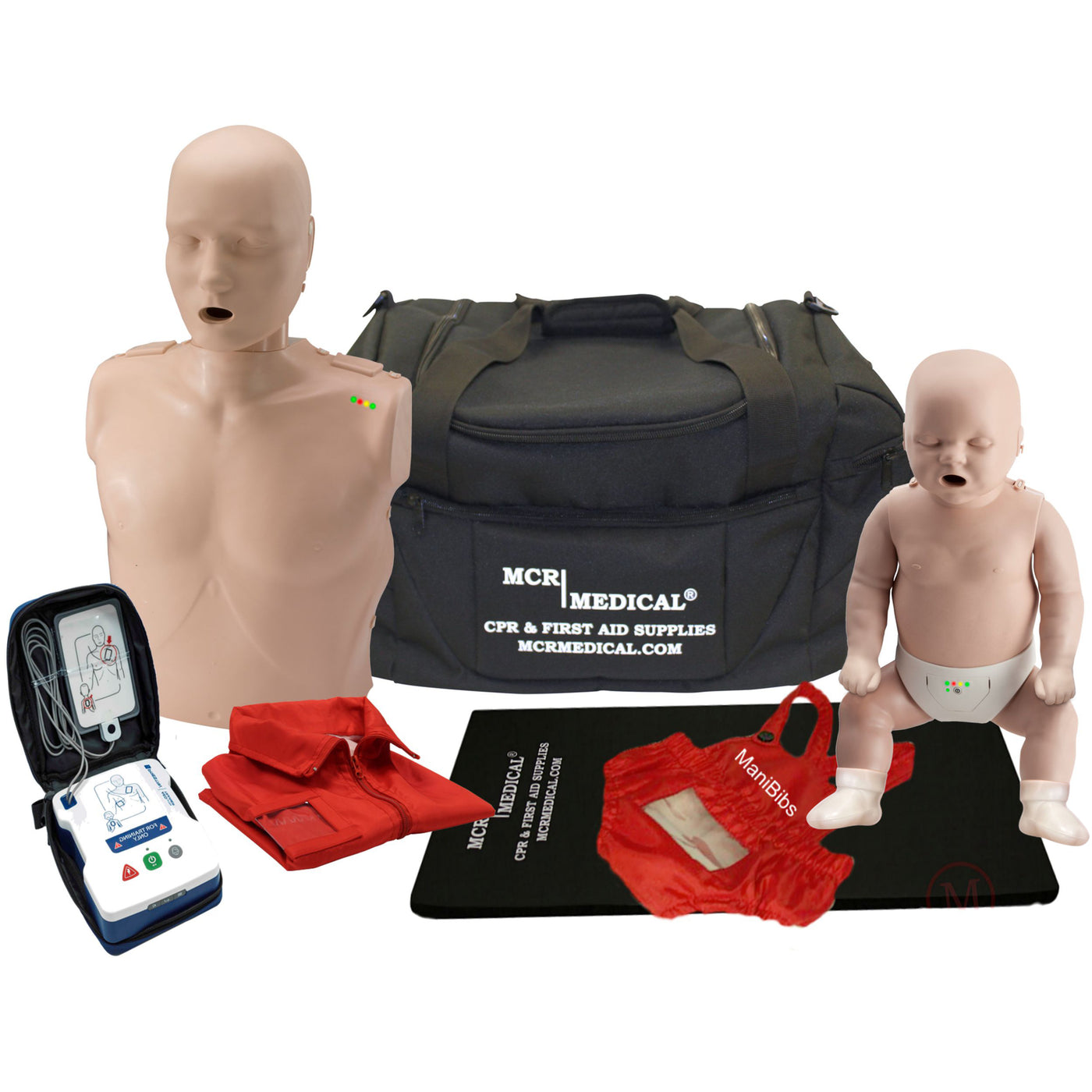 CPR Training Kit w. Adult & Infant Manikin with Feedback, AED UltraTra ...