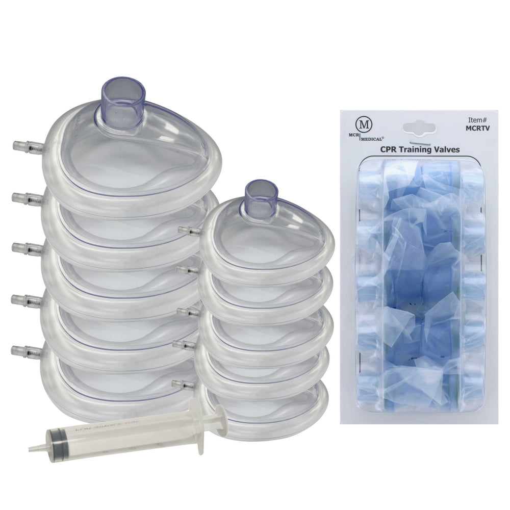 Combo Pack of CPR Training Masks, 5 Adult & 5 Infant with Valves, MCR ...